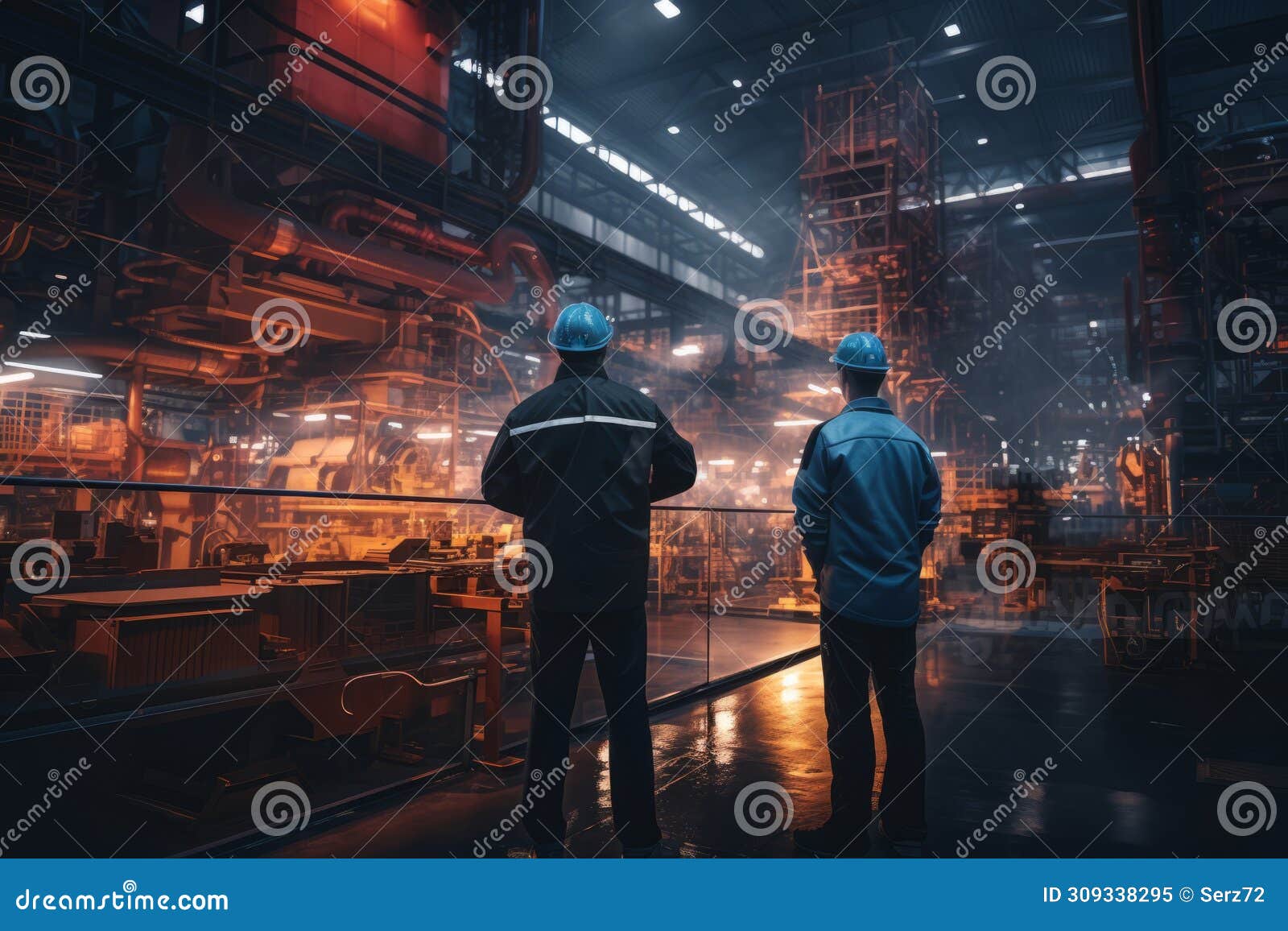Work Process in a Workshop, an Engineer and a Worker Solving Production ...
