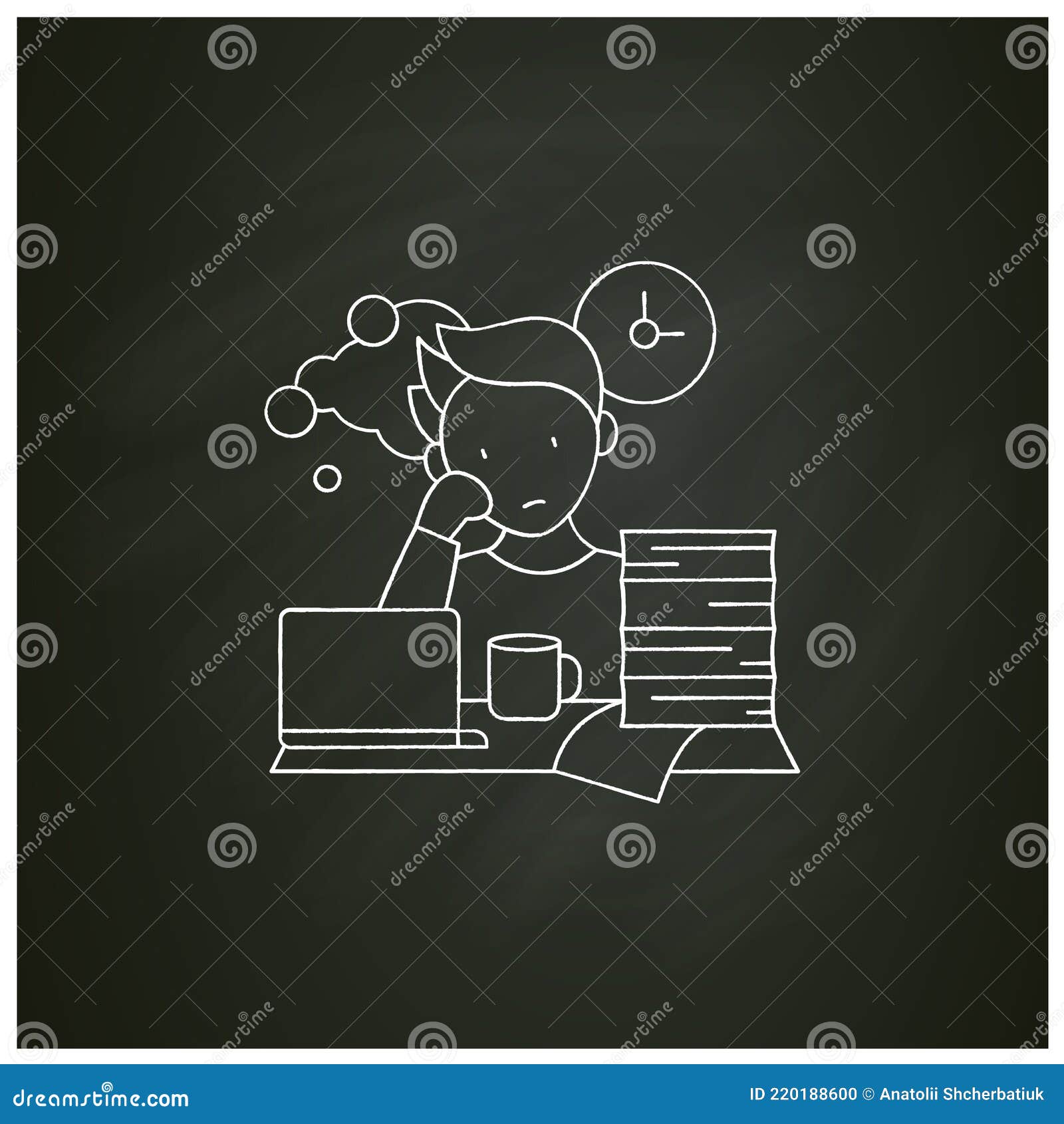 Work Procrastinating Chalk Icon Stock Vector - Illustration of career ...