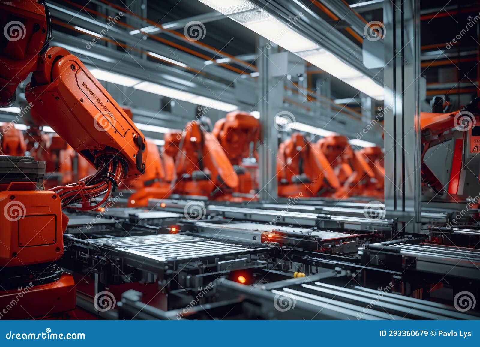 Work in Production. Automatic Robotic Line at the Factory Stock ...