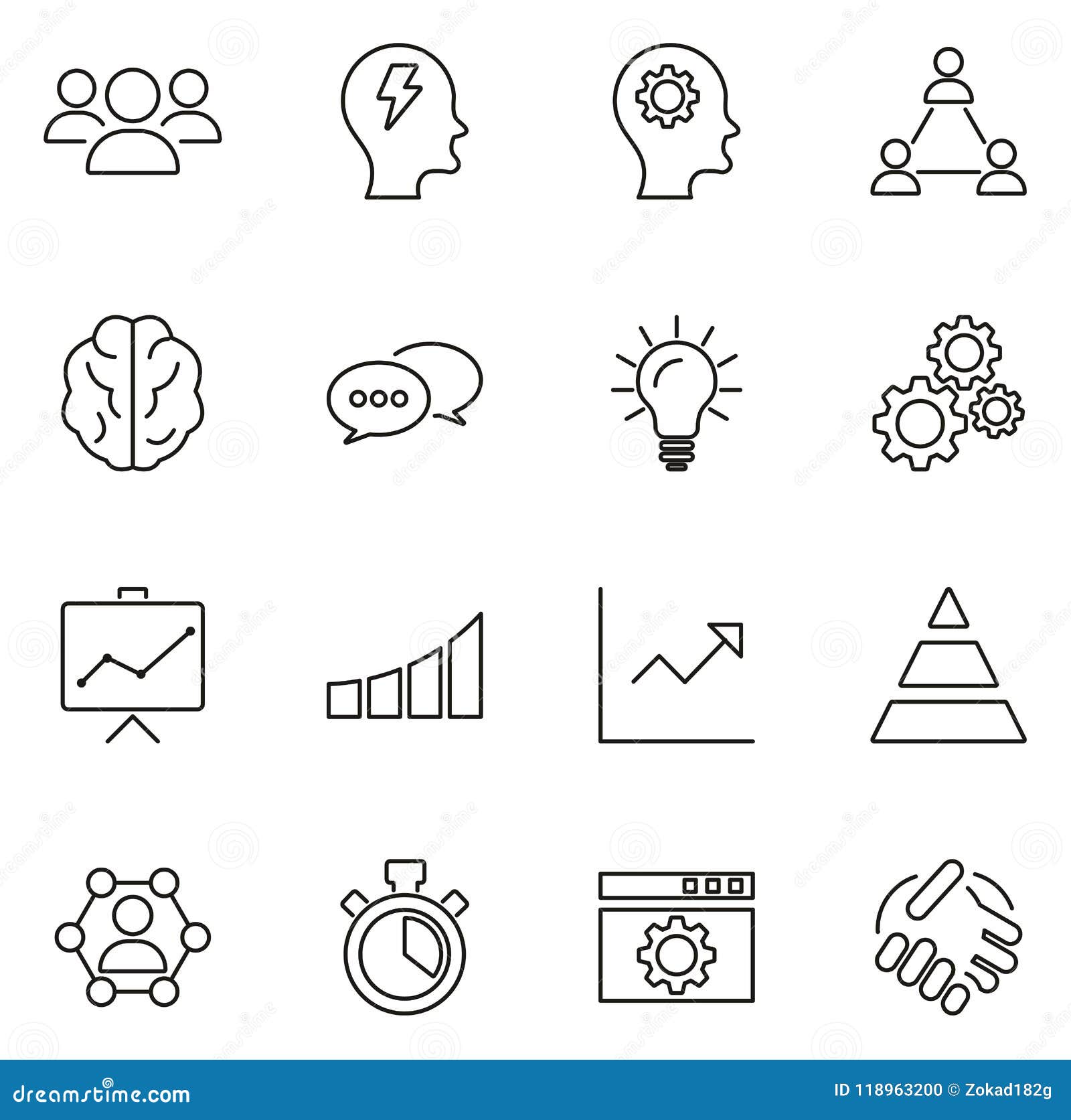 Work Productivity Icons Thin Line Vector Illustration Set Stock Vector ...