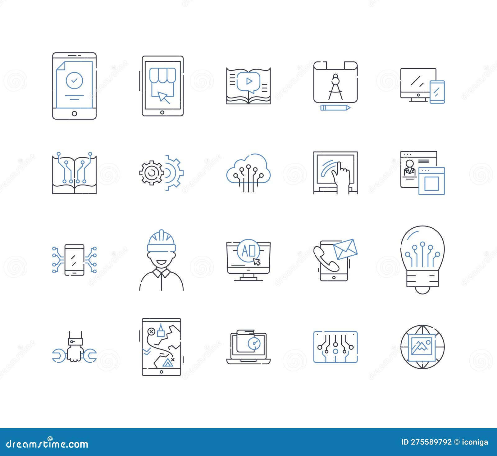Work and Productivity Line Icons Collection. Efficiency, Focus ...