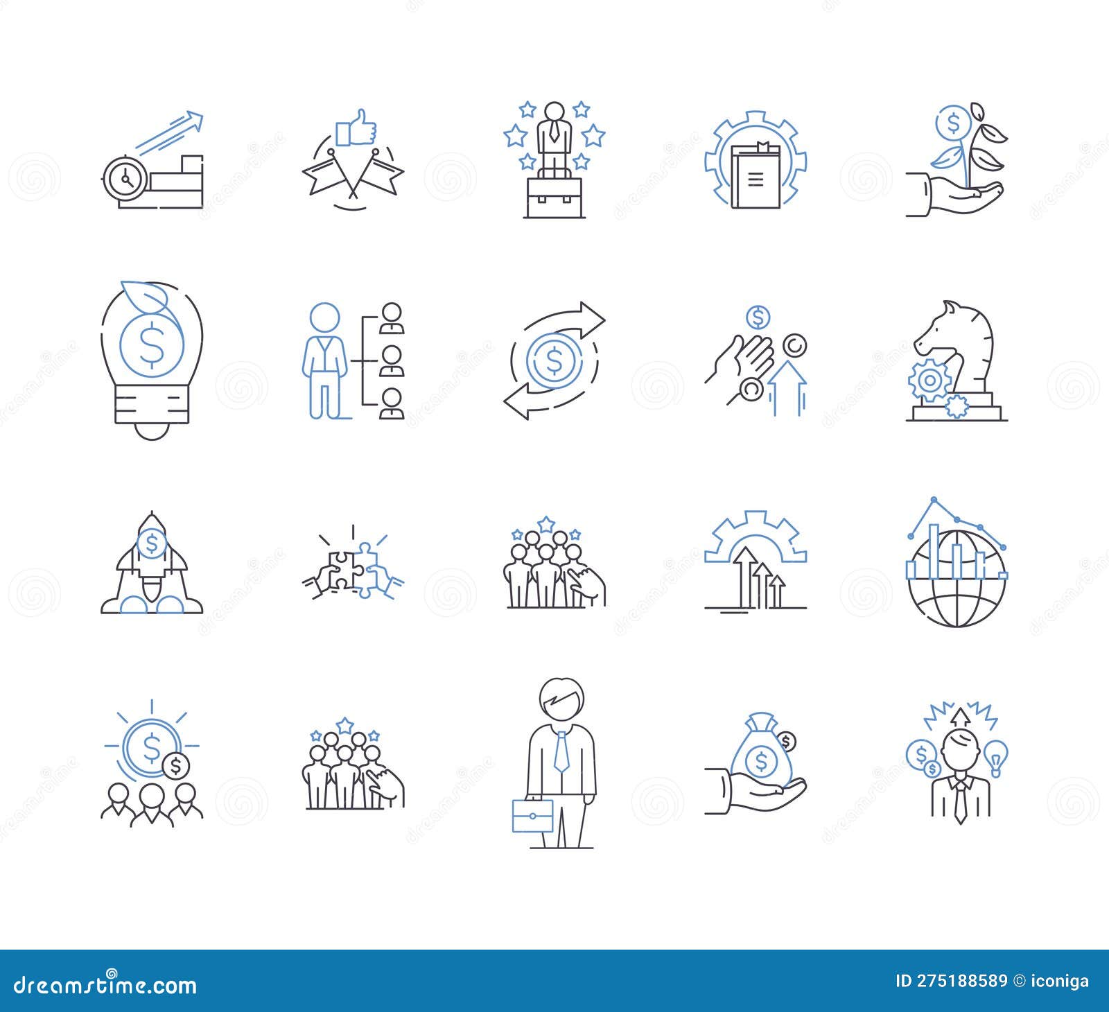 Work Productivity Outline Icons Collection. Productivity, Work ...