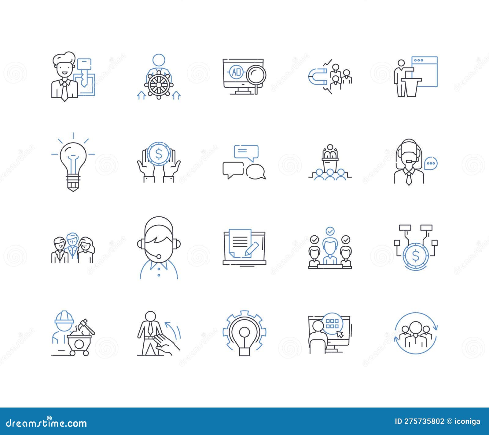 Work Proficiency Line Icons Collection. Efficiency, Excellence ...