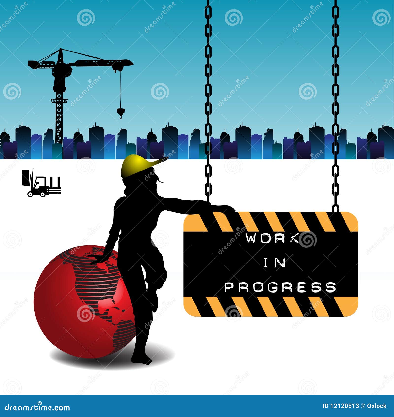 Work in progress stock vector. Illustration of buildings - 12120513