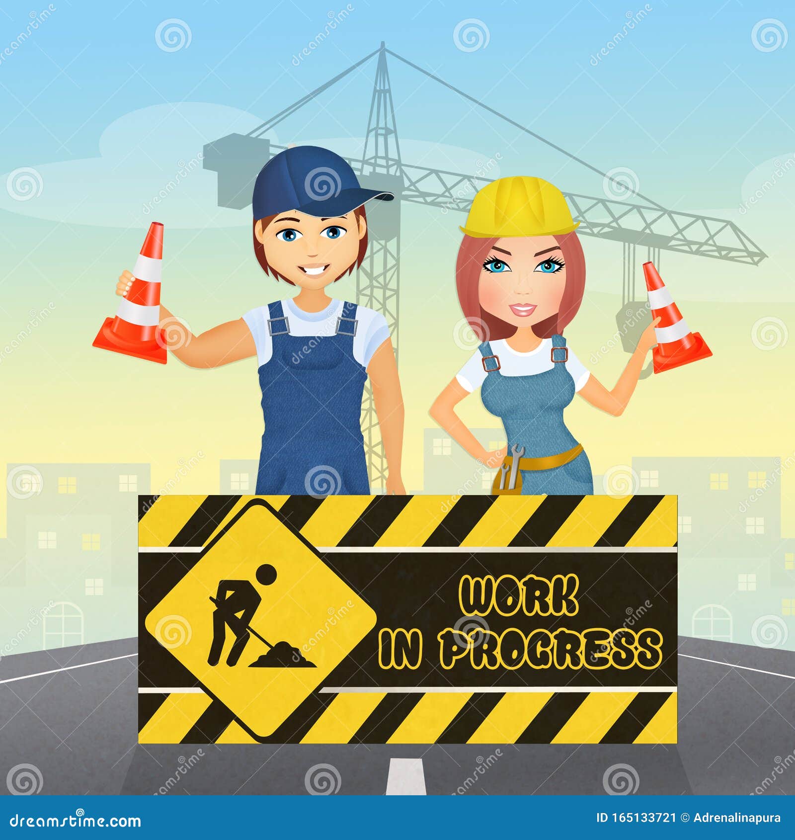 Work in progress stock illustration. Illustration of road - 165133721