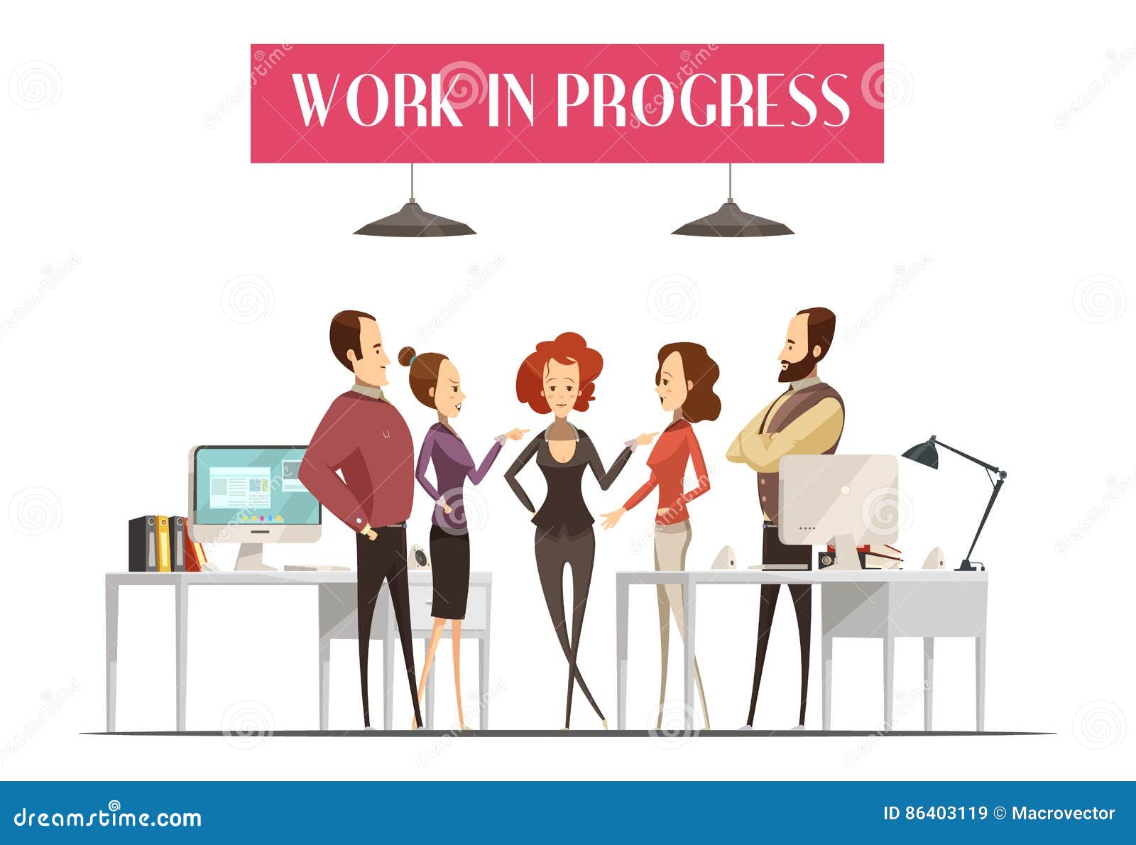 Work in Progress Cartoon Style Design Stock Vector - Illustration of ...