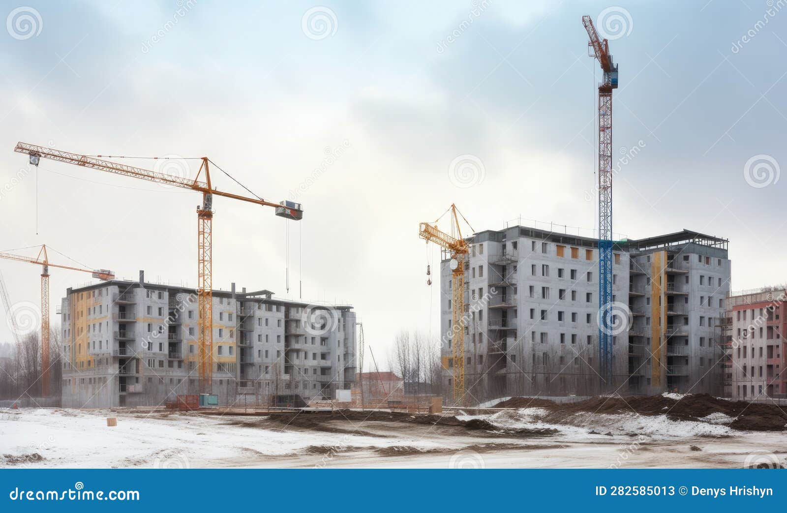 Work in Progress: Construction Site of Modern High-rise Apartments ...