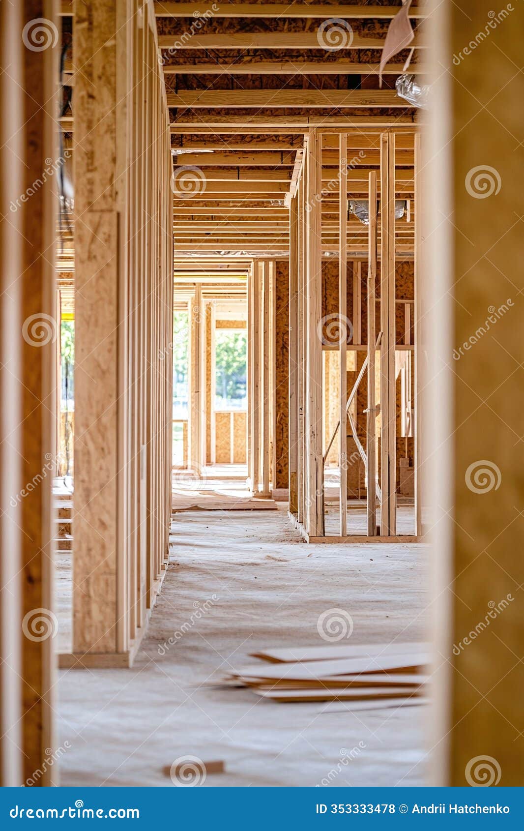 Work-in-progress Construction Site with Primed Interior Walls and ...