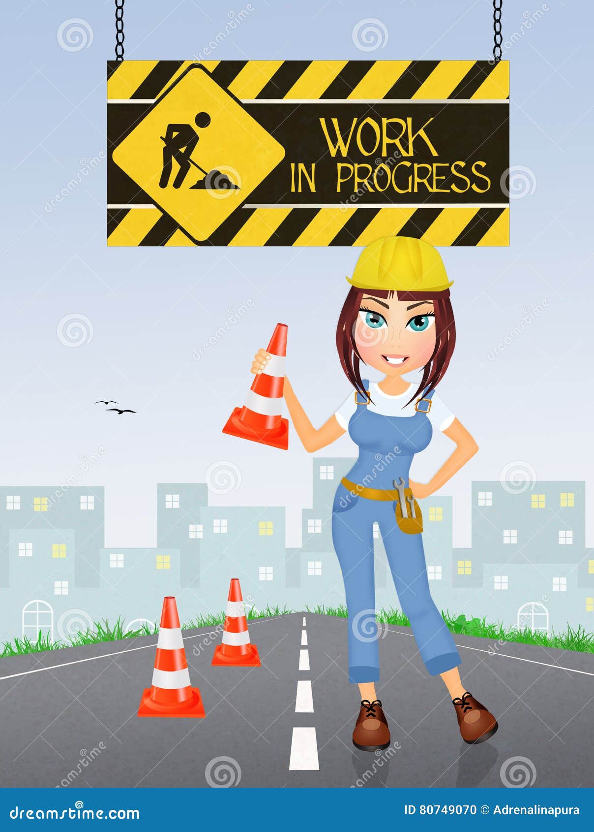 Work in progress stock illustration. Illustration of girl - 80749070