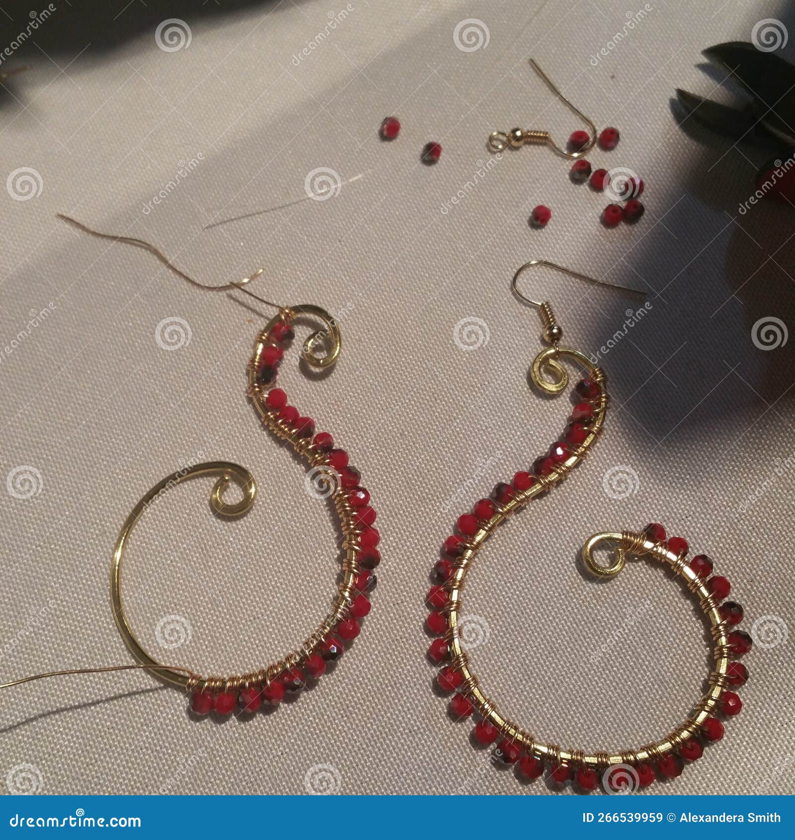 Work in Progress Red Beaded Earrings Stock Image - Image of earrings ...