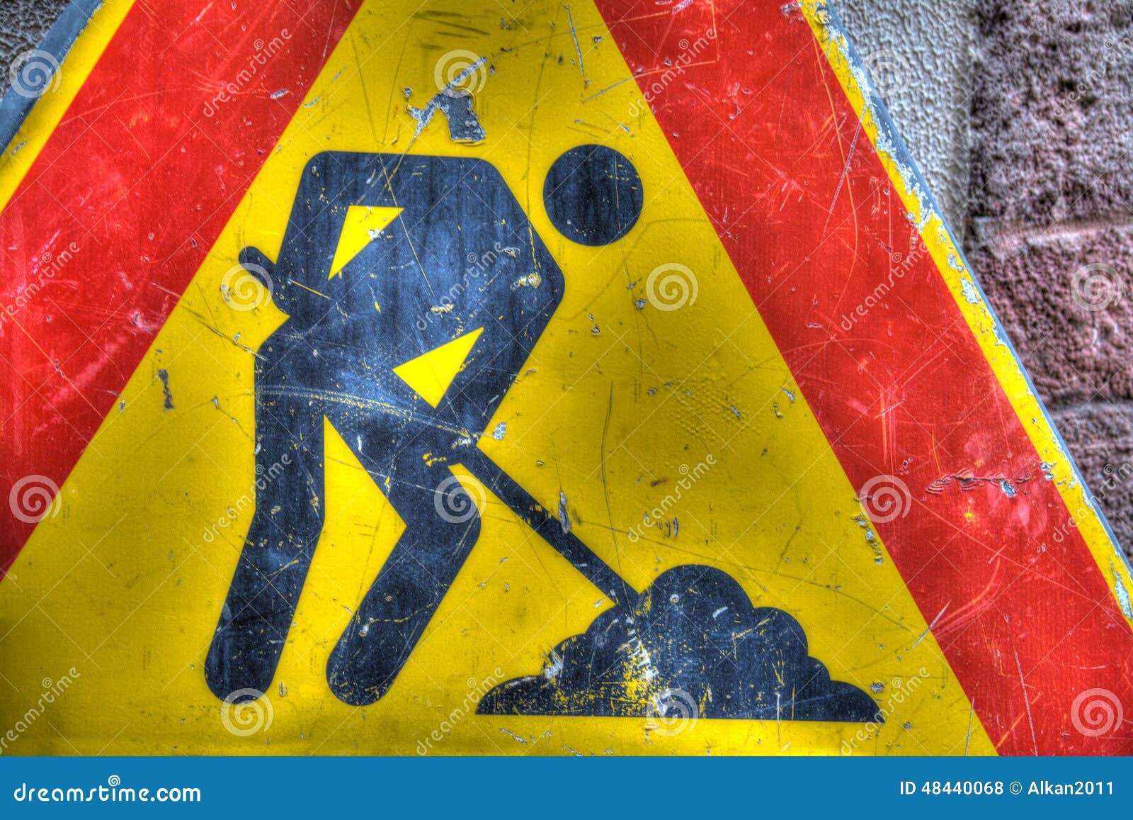 Work in Progress Road Sign Close Up Stock Photo - Image of cones ...