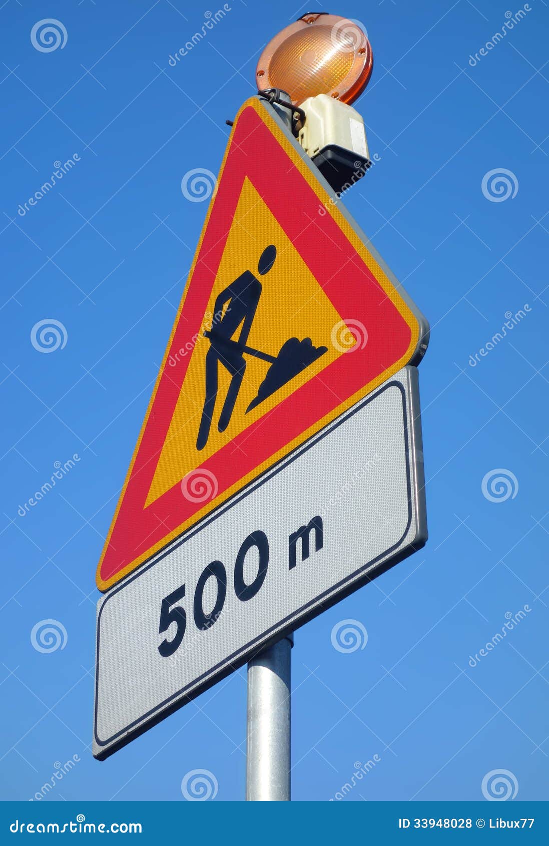 Work in Progress Road Sign stock photo. Image of silhouette - 33948028