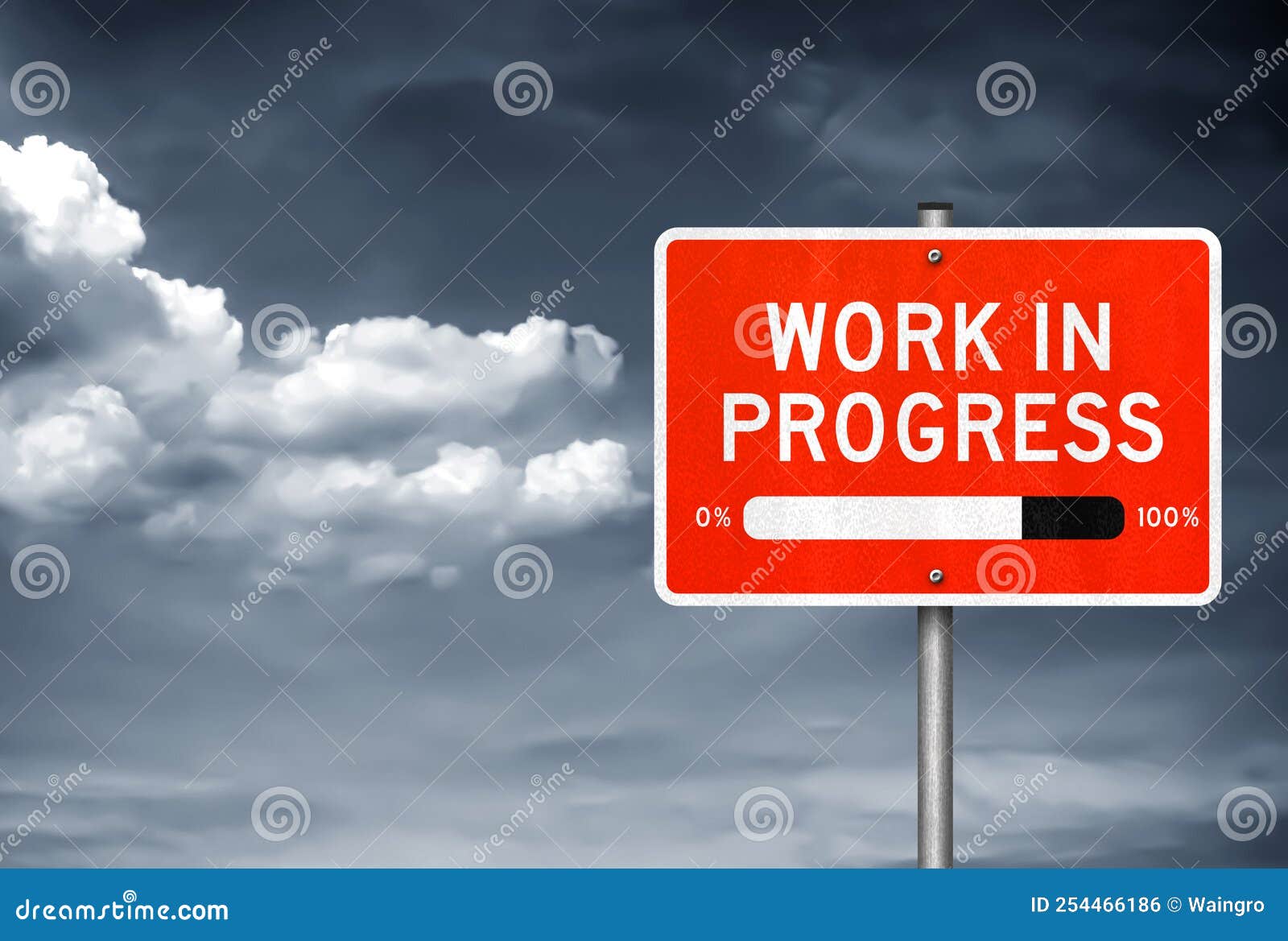 Work in Progress - Road Message Stock Photo - Image of work, planning ...