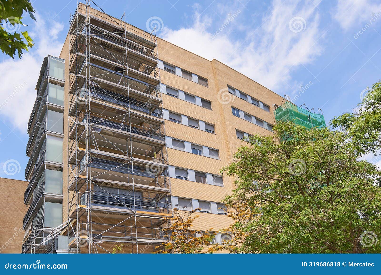 Work in Progress: Scaffolding on Urban Building Stock Photo - Image of ...