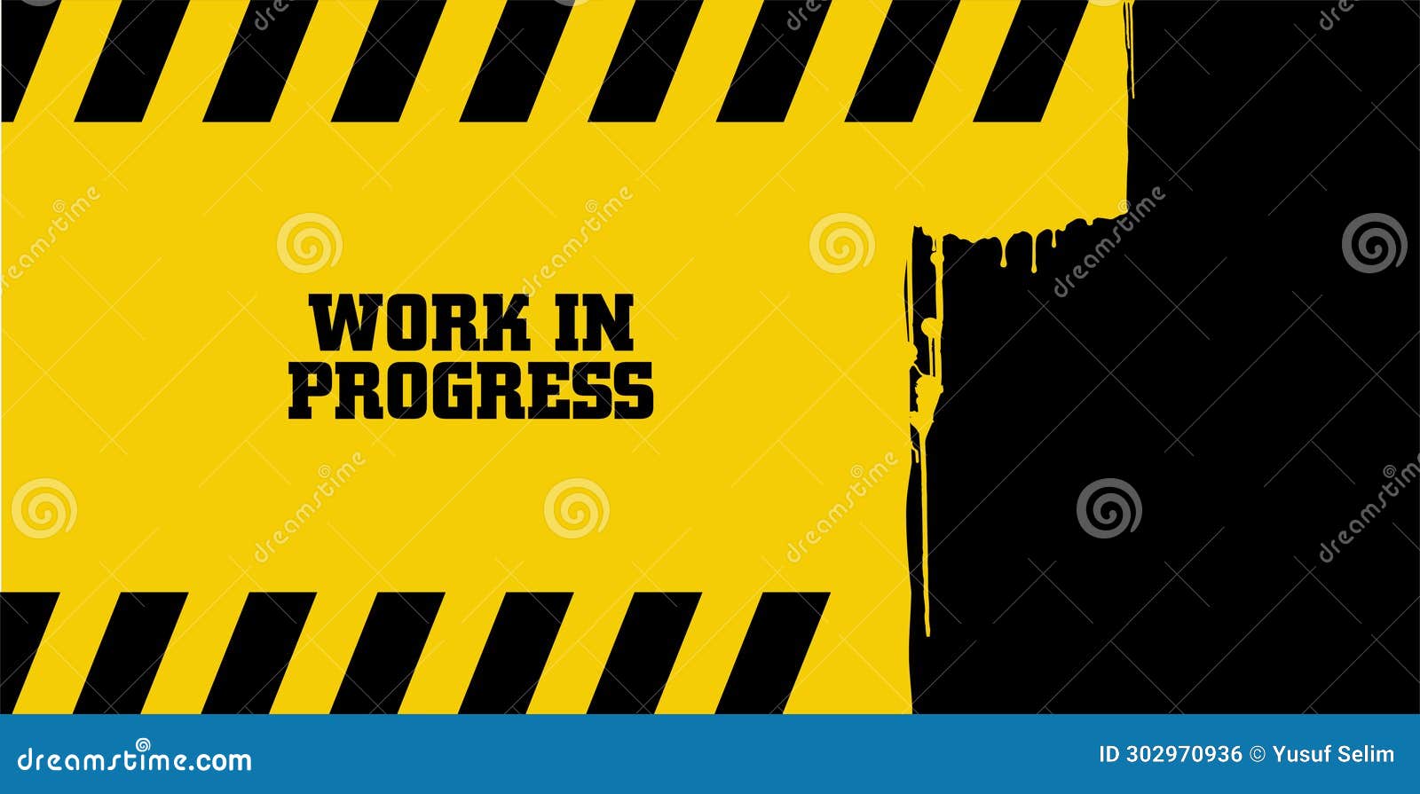 Yellow Warning Sign. Work in Progress Background. Stock Illustration ...