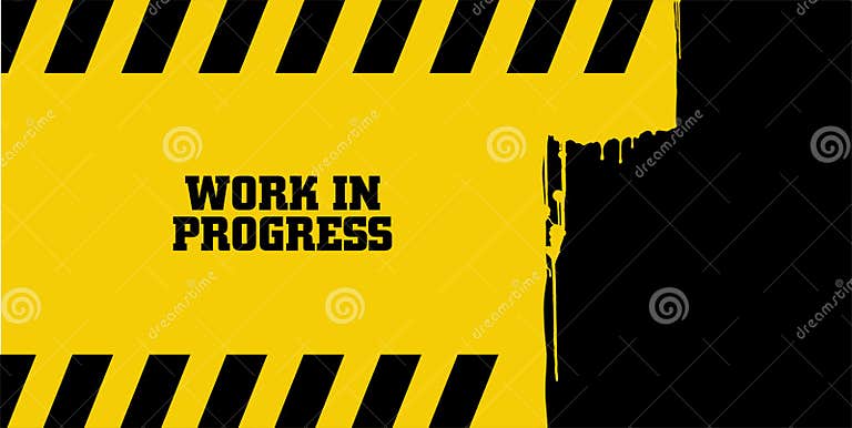 Yellow Warning Sign. Work in Progress Background. Stock Illustration ...