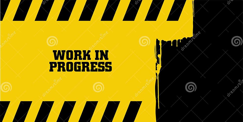 Yellow Warning Sign. Work in Progress Background. Stock Illustration ...