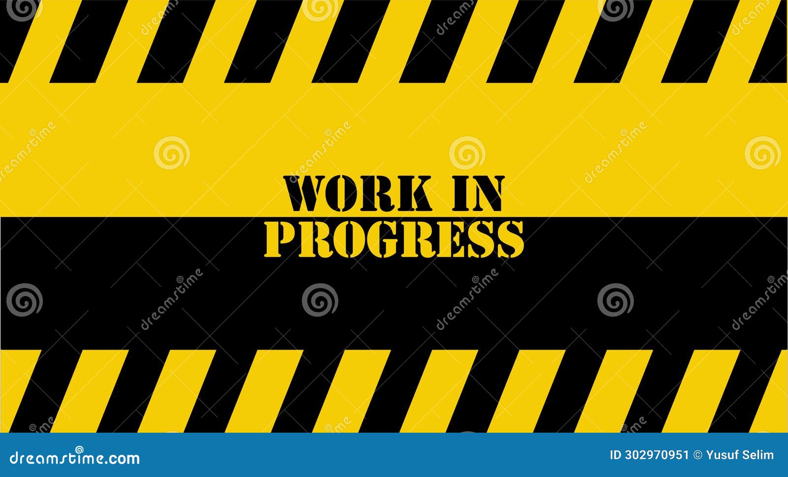 Yellow Warning Sign. Work in Progress Background. Stock Illustration ...