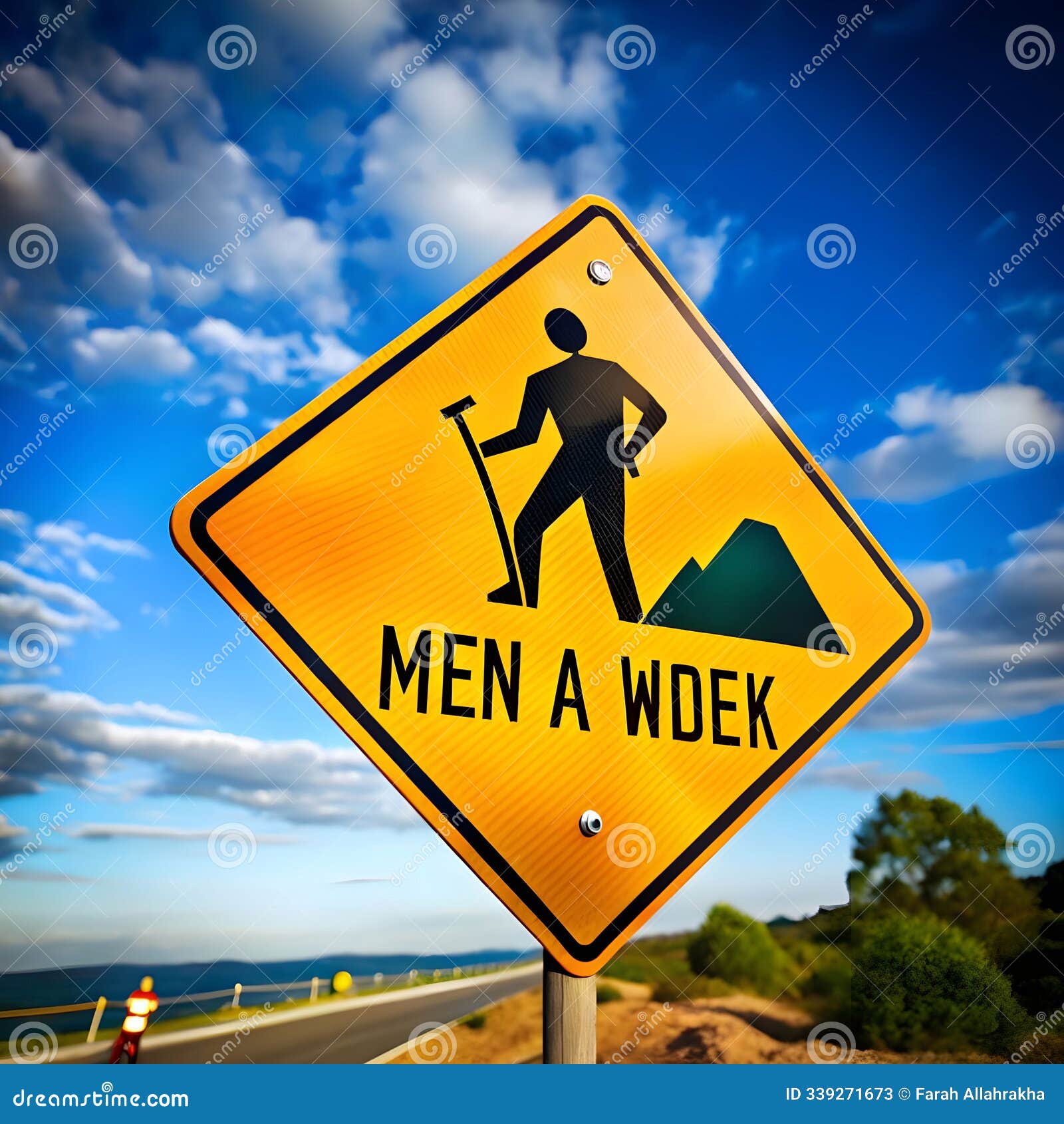 Men at Work Traffic Sign with Color Background Stock Illustration ...