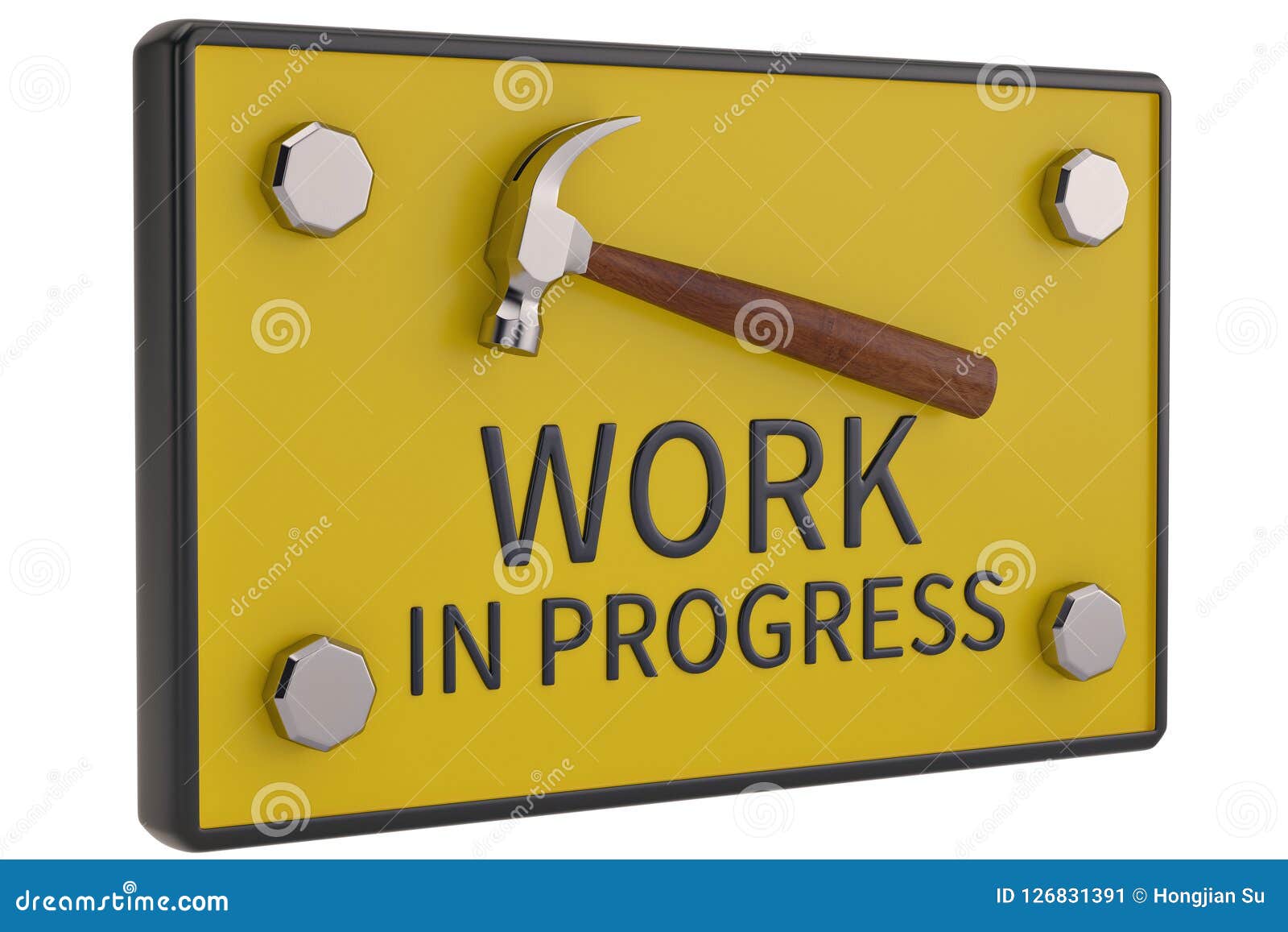 Work in Progress Sign Isolated on White Background. 3D Illustra Stock ...