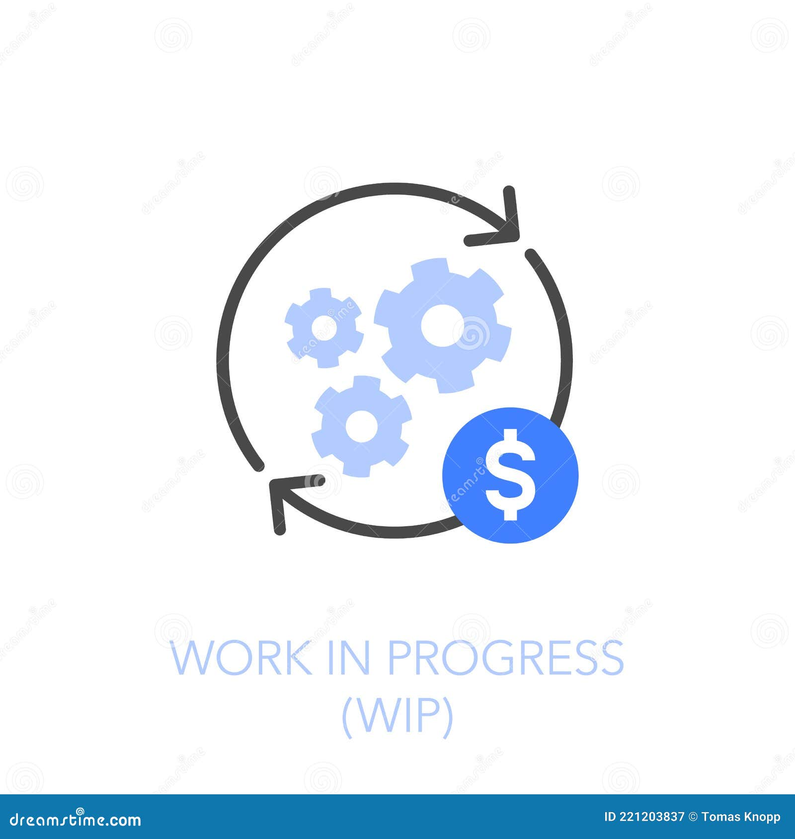 Work in Progress Symbol with Process Arrows and Cogwheels Stock Vector ...