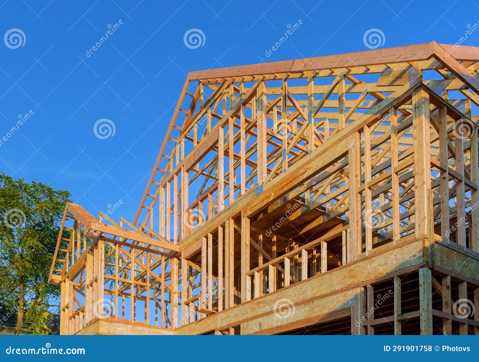 Work in Progress View of an Unfinished House Construction with Wooden ...