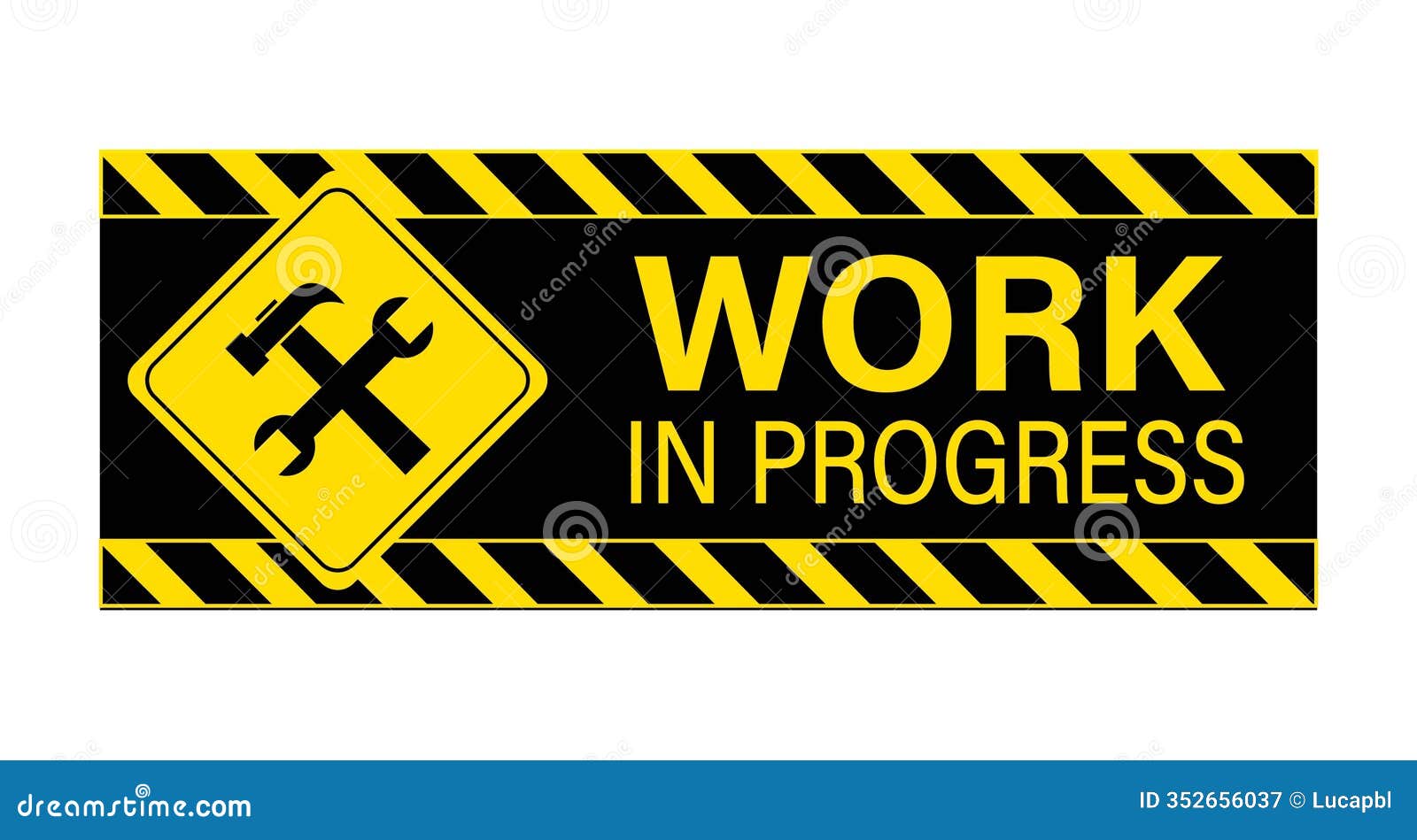 Work in Progress. Warning Sign with Symbol and Barricade Tapes Symbol ...