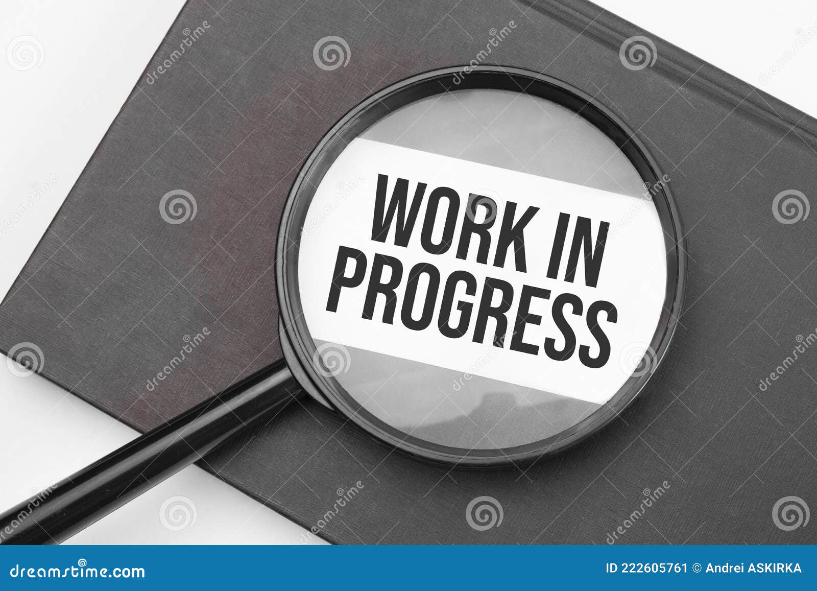 Work in Progress Word on Paper through Magnifying Lens Stock Image ...