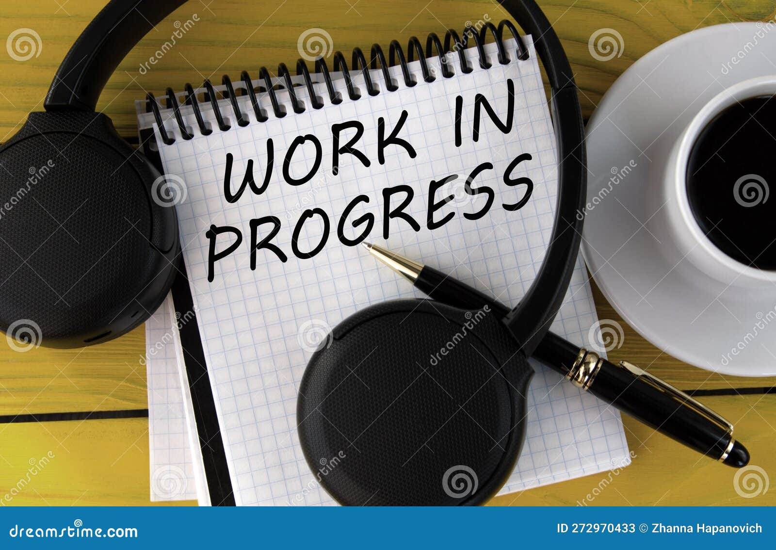 WORK in PROGRESS - Words on a White Notepad on a Yellow Background with ...