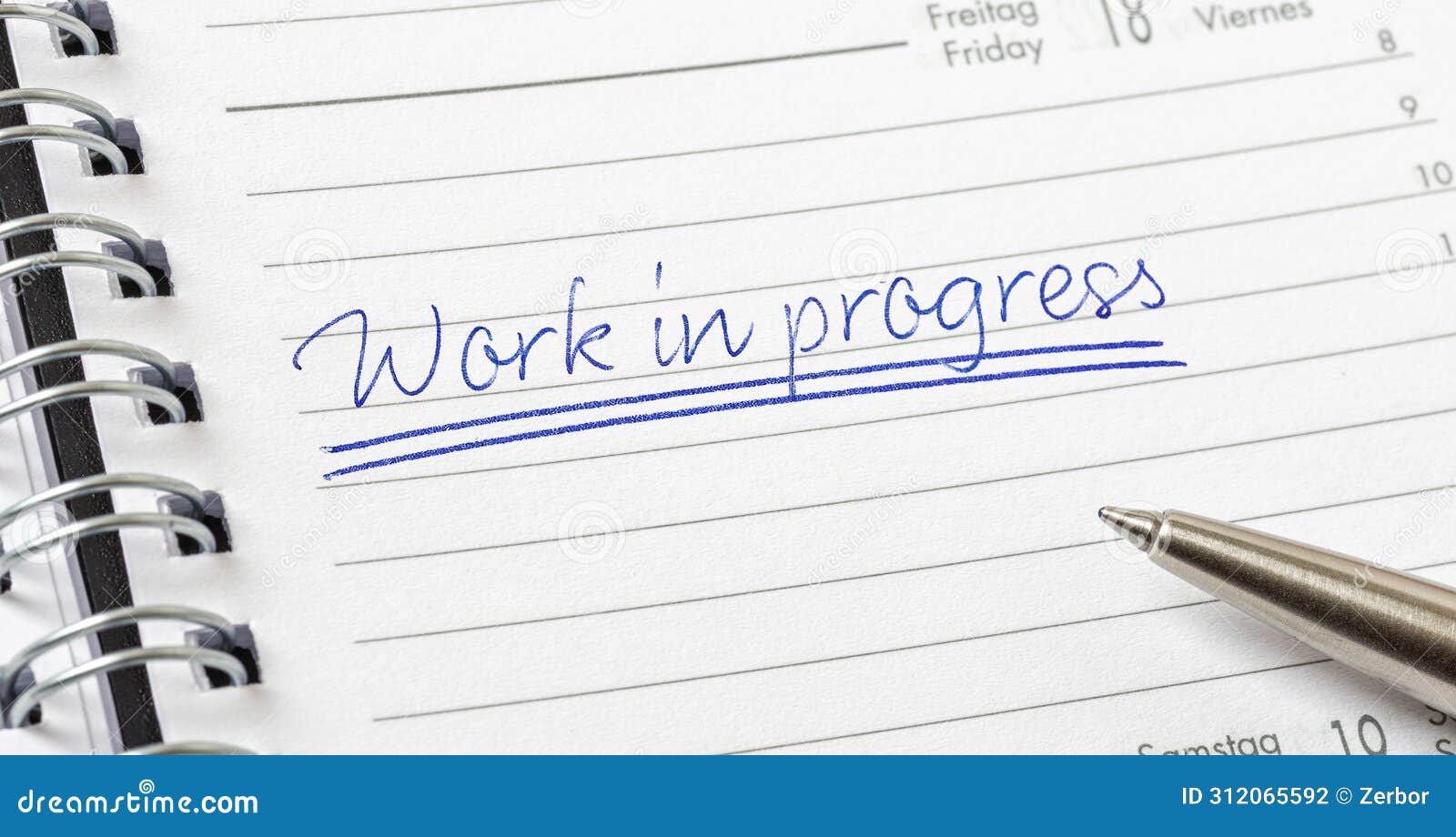 Work in progress stock photo. Image of word, phrase - 312065592