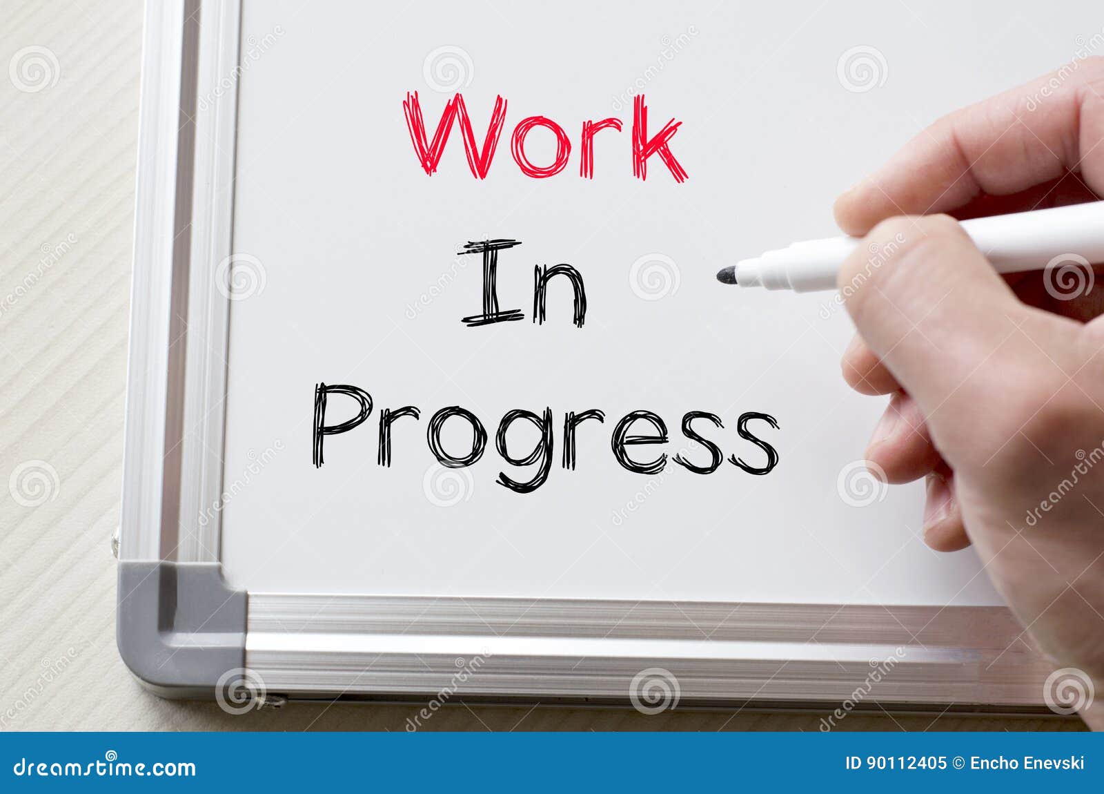 Work in Progress Written on Whiteboard Stock Image - Image of engineer ...