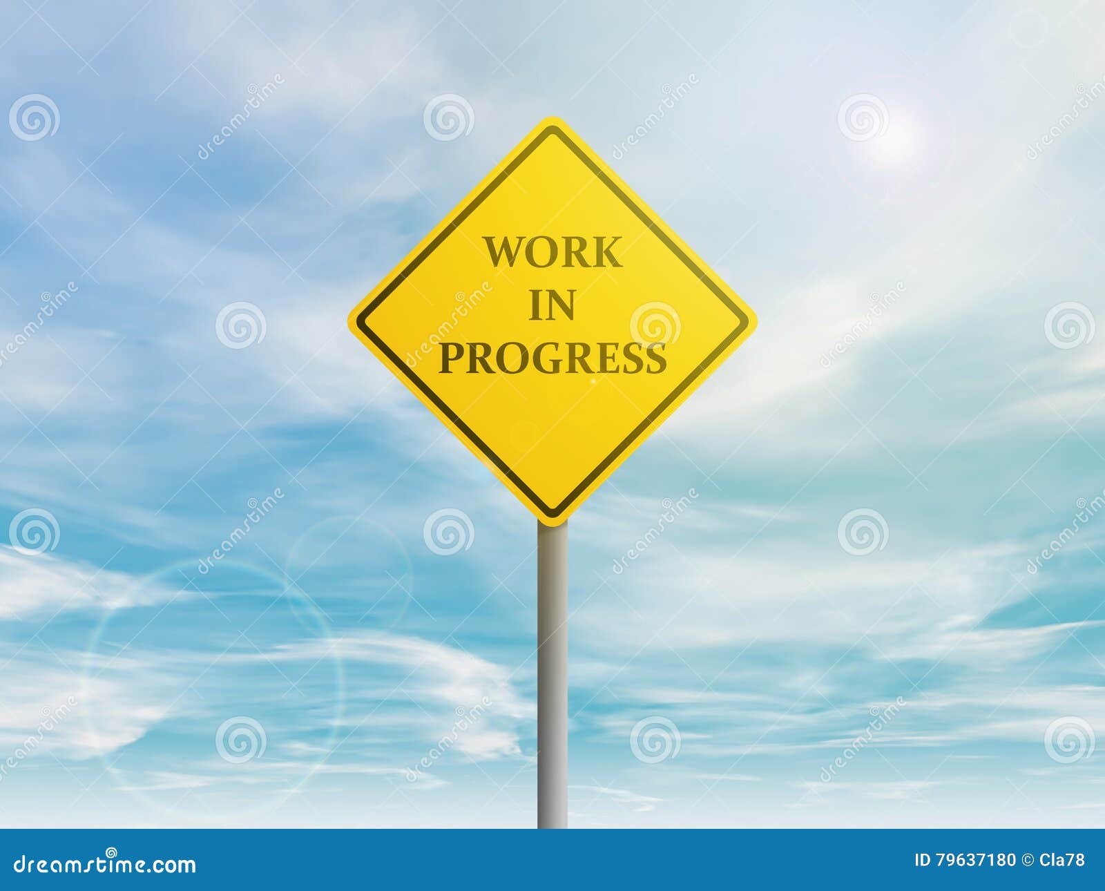 Work in Progress Yellow Sign Stock Illustration - Illustration of ...
