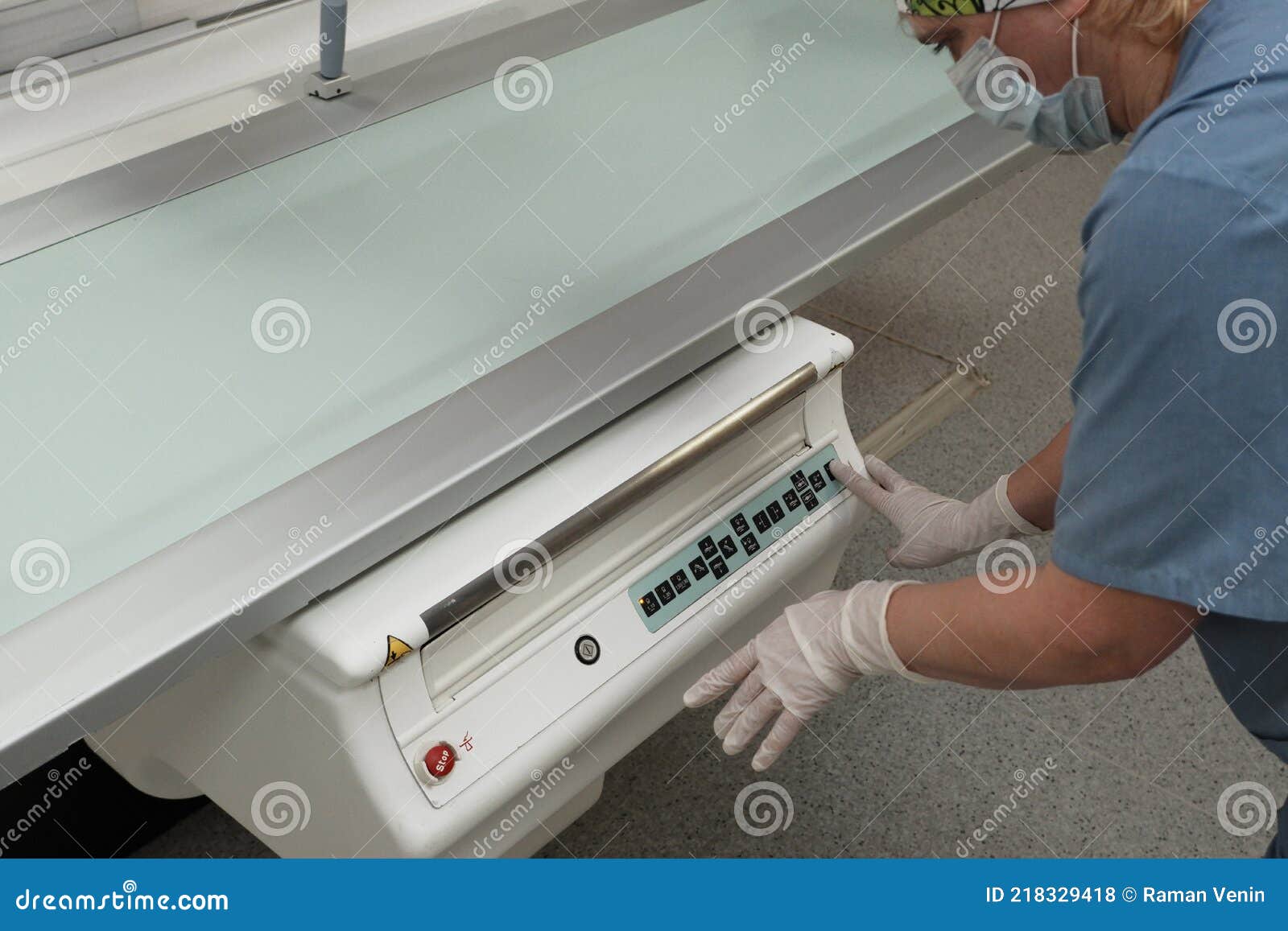 The Work of a Radiologist in the X-ray Room for Diagnostics. Stock ...