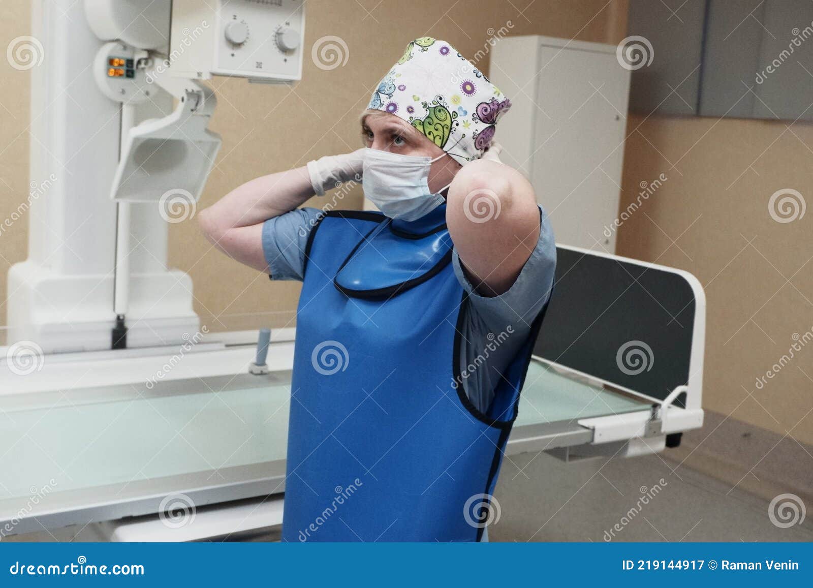 The Work of a Radiologist in the X-ray Room for Diagnostics. Stock ...