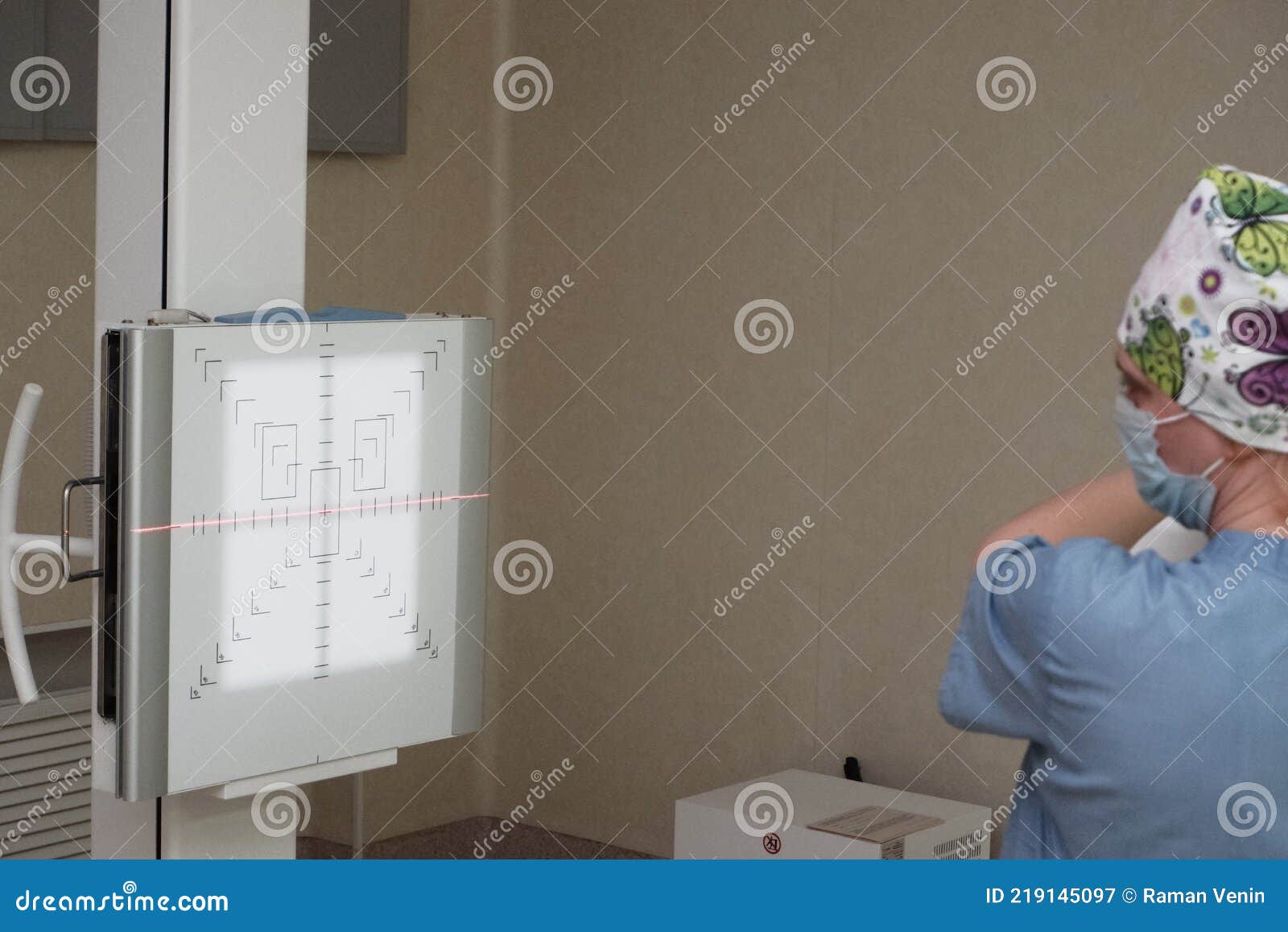 The Work of a Radiologist in the X-ray Room for Diagnostics. Stock ...