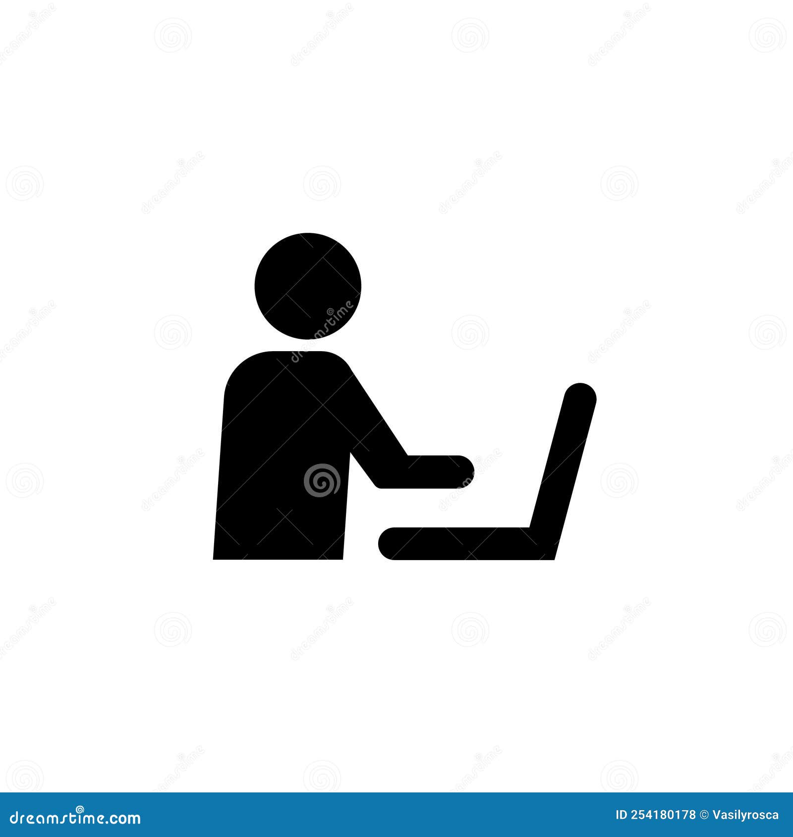 Work Remote Office Desk Icon. Work from Home Computer Person Workspace ...
