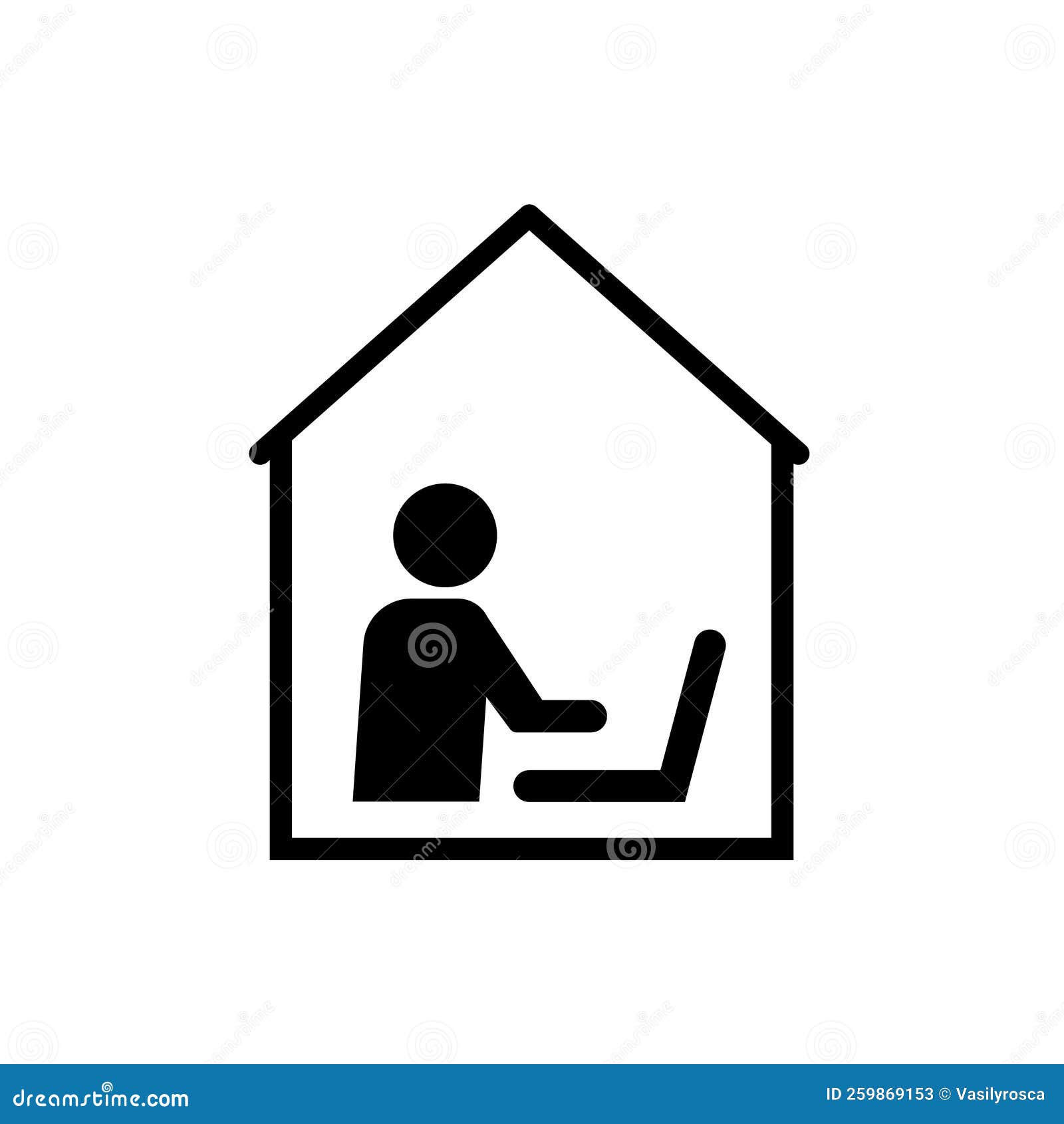 Work Remote Office Desk Icon. Work from Home Computer Person Workspace ...