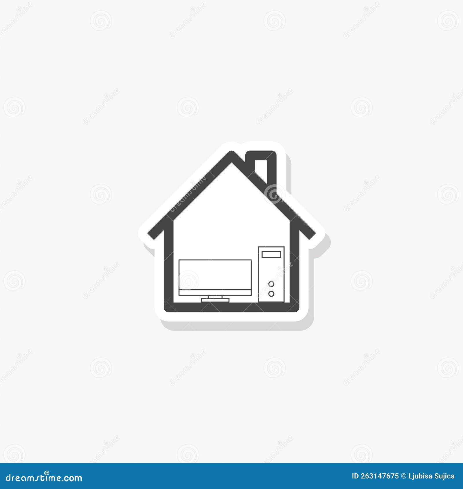Work Remote Office Desk Icon Sticker Stock Vector - Illustration of ...