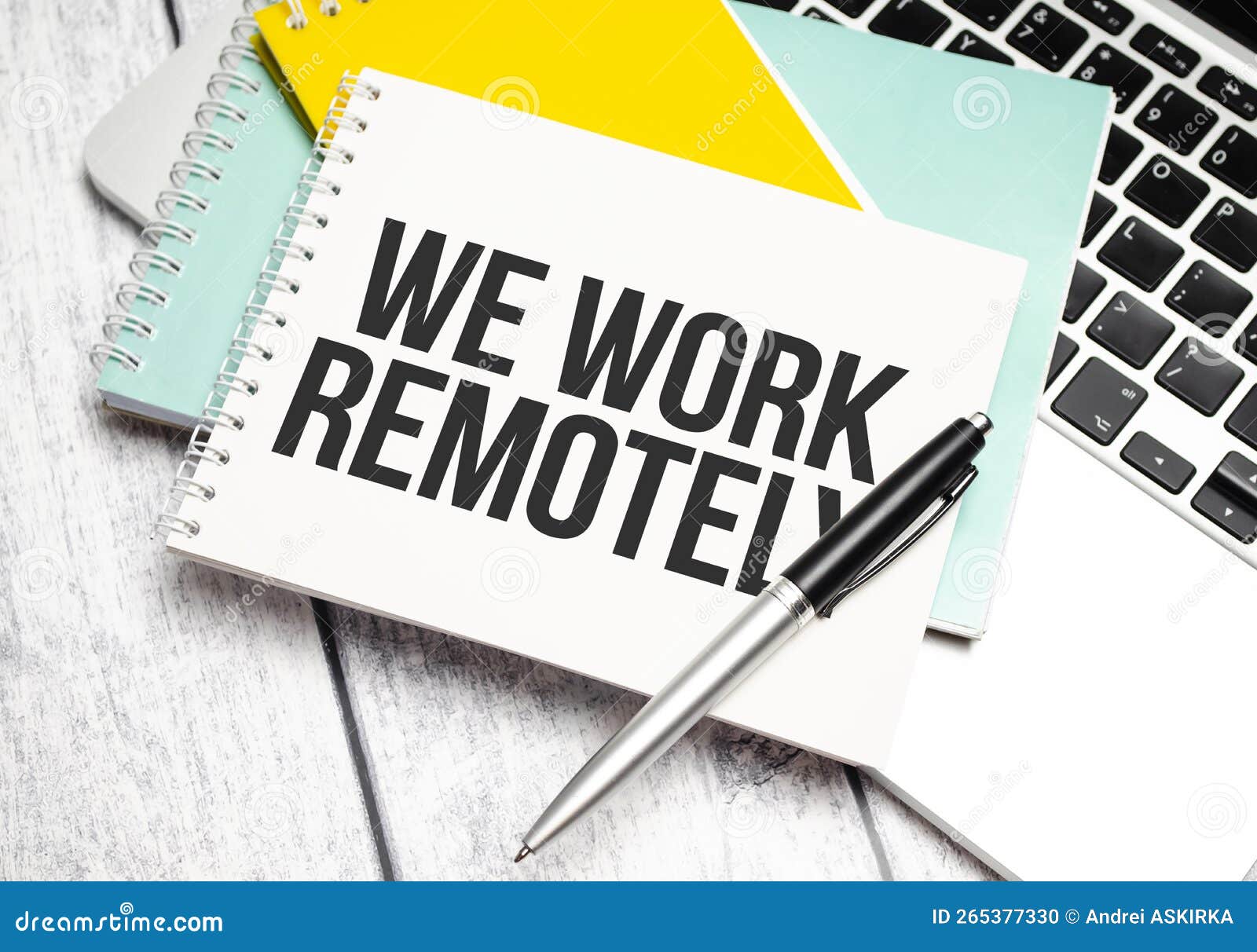 We Work Remotely. Conceptual Background with Chart ,papers and Pen ...