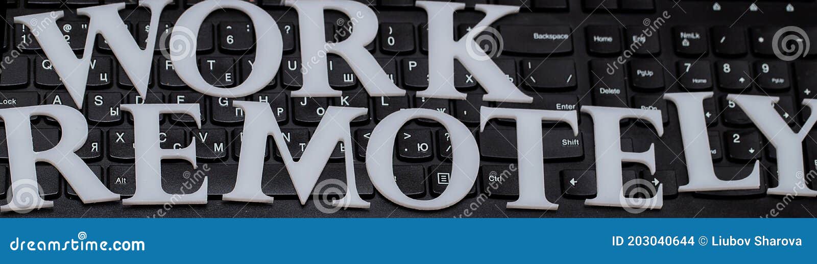 The Work Remotely Text is Made Up of Plastic Letters on a Computer ...
