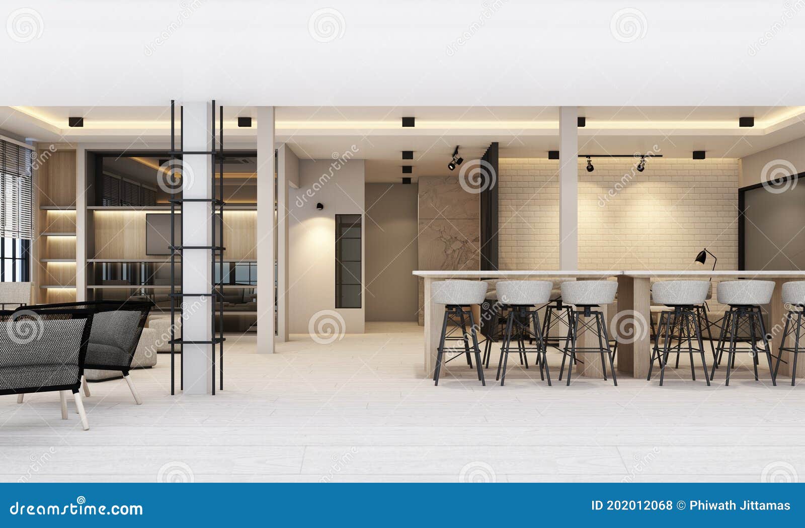 Work and Rest Areas with Bookcase and Conference Table Stock ...