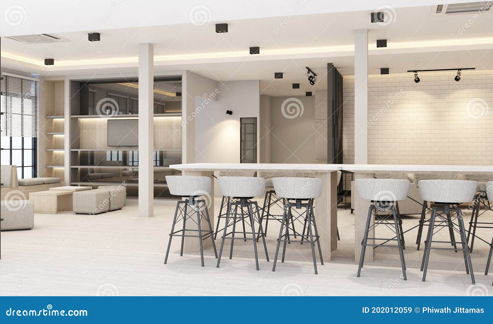 Work and Rest Areas with Bookcase and Conference Table Stock ...