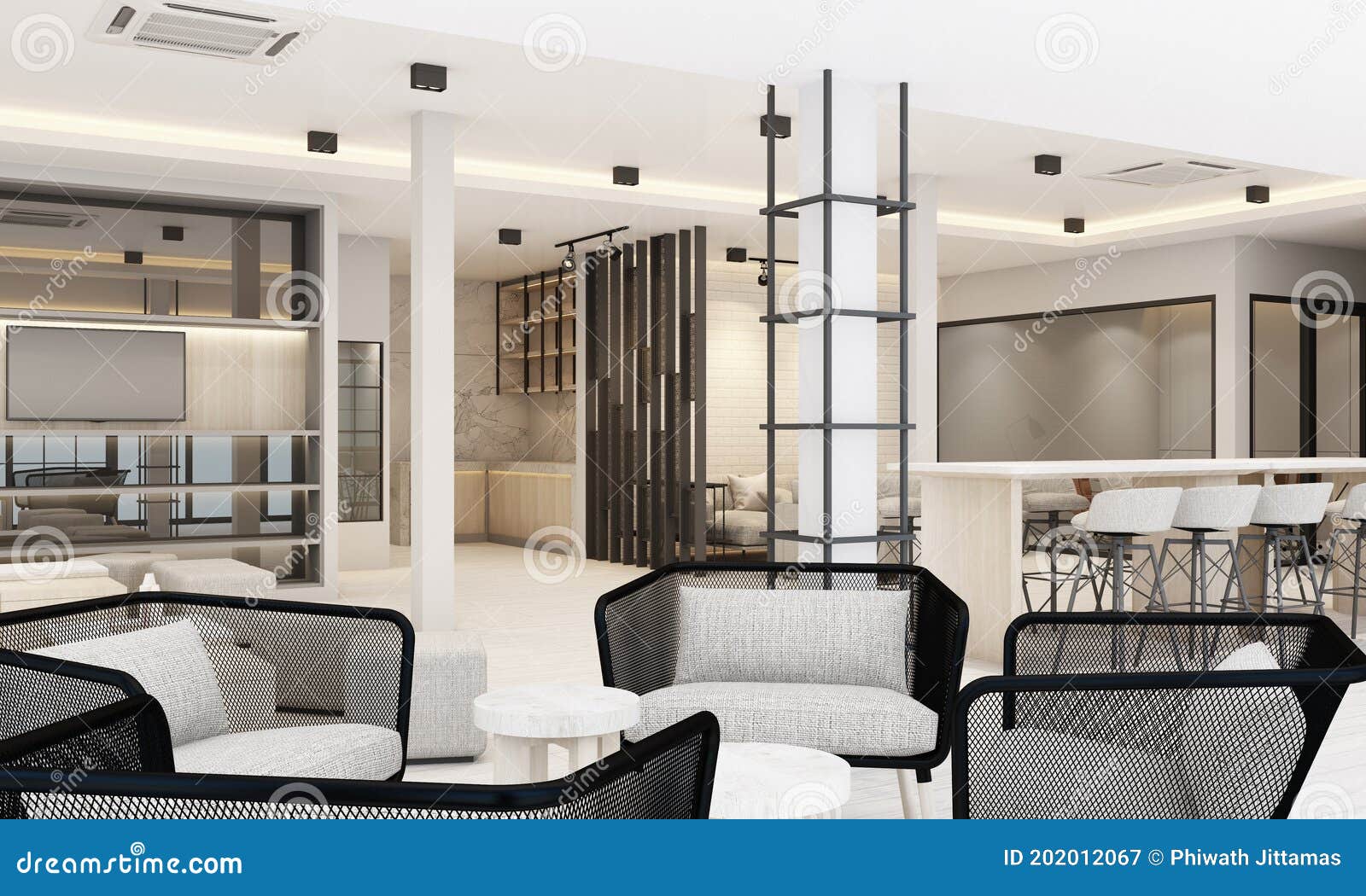 Work and Rest Areas with Bookcase and Conference Table Stock ...