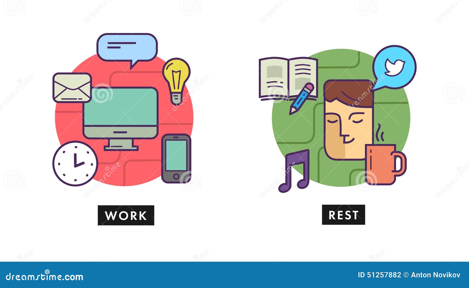 Work and rest office stock vector. Illustration of office - 51257882