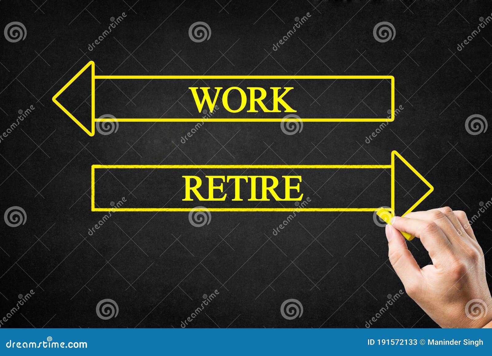 Work or Retire Arrows Concept. Stock Image - Image of chalk, client ...