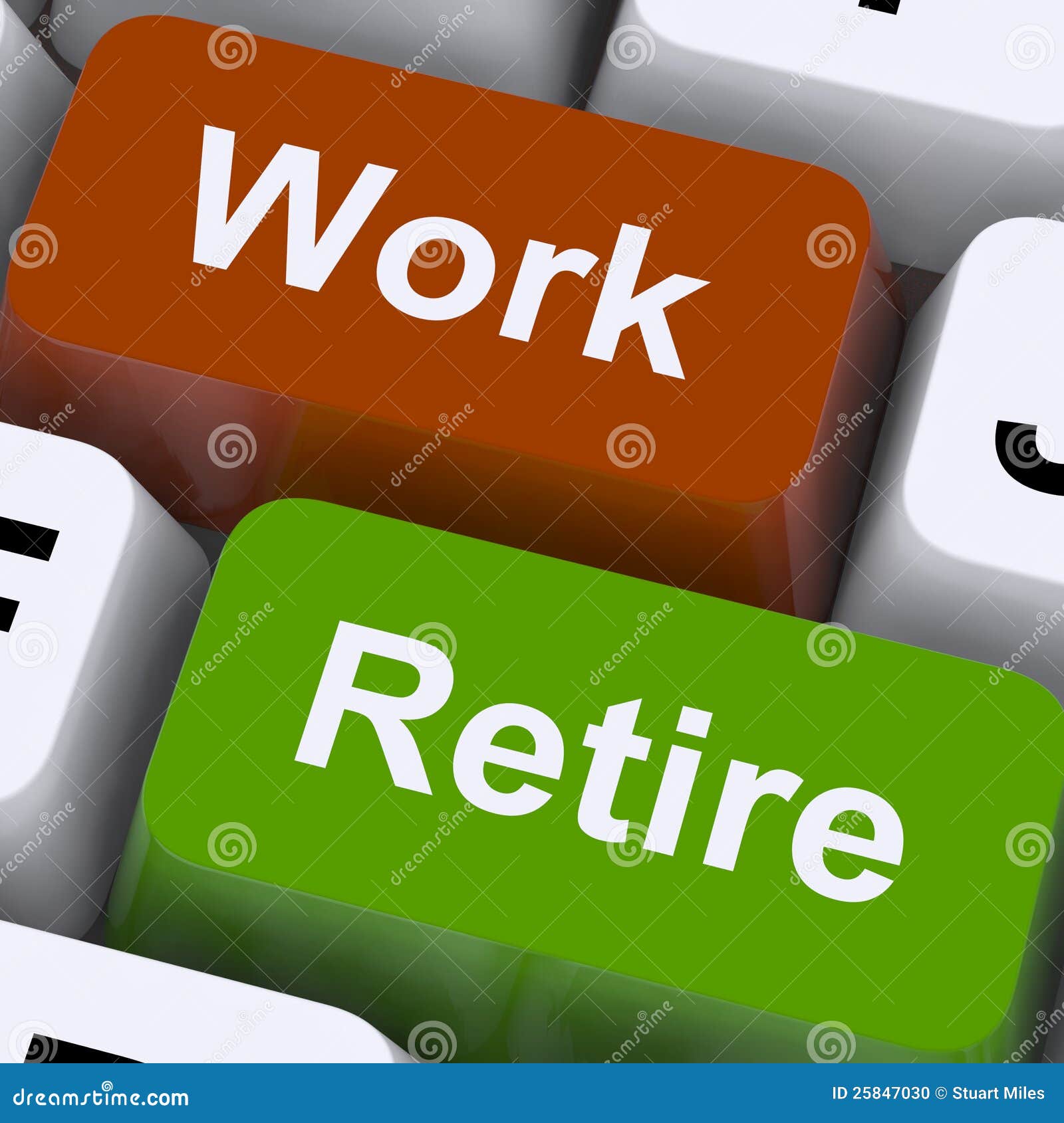 Work or Retire Computer Keys Stock Illustration - Illustration of ...