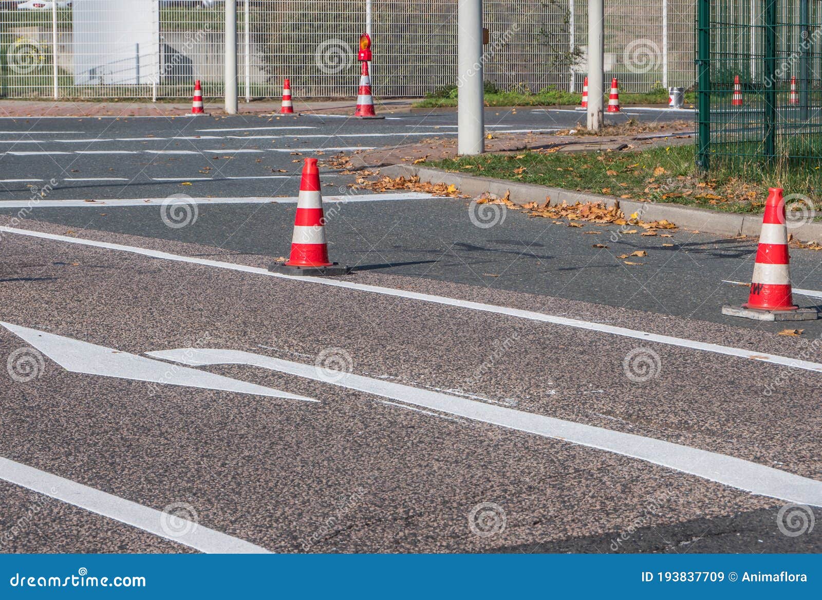 Work on Road Marking with Pylons Stock Image - Image of work, pavement ...