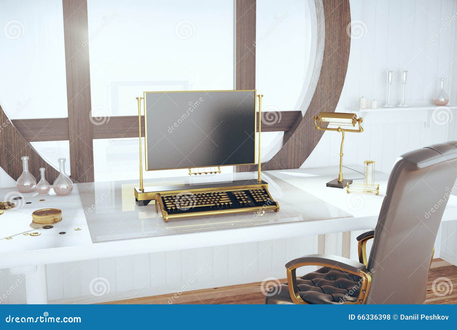 Work Room in the Style of Steampunk Stock Illustration - Illustration ...