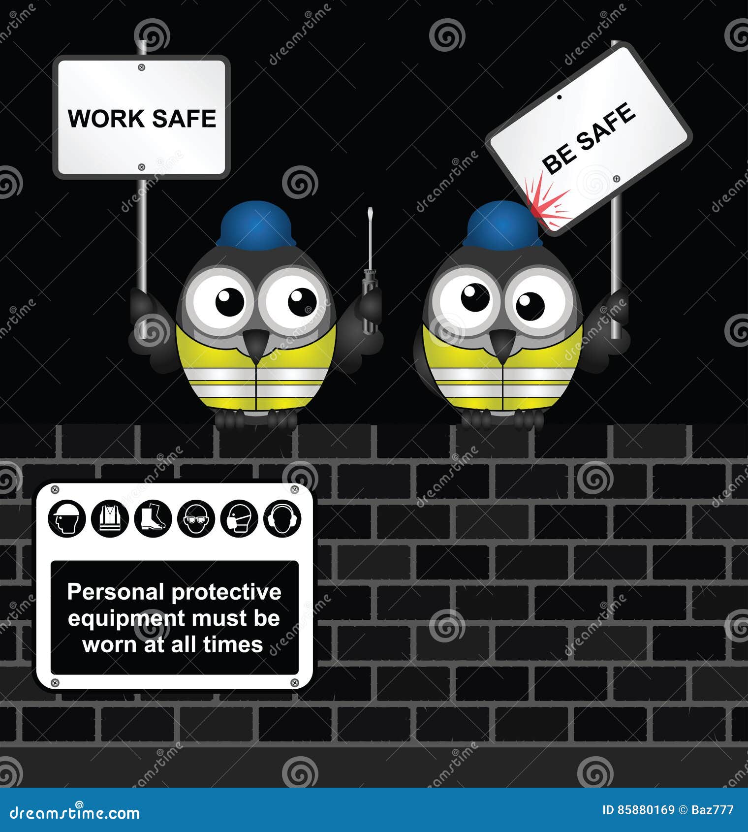 Work Safe Be Safe Cartoon Vector | CartoonDealer.com #85880169