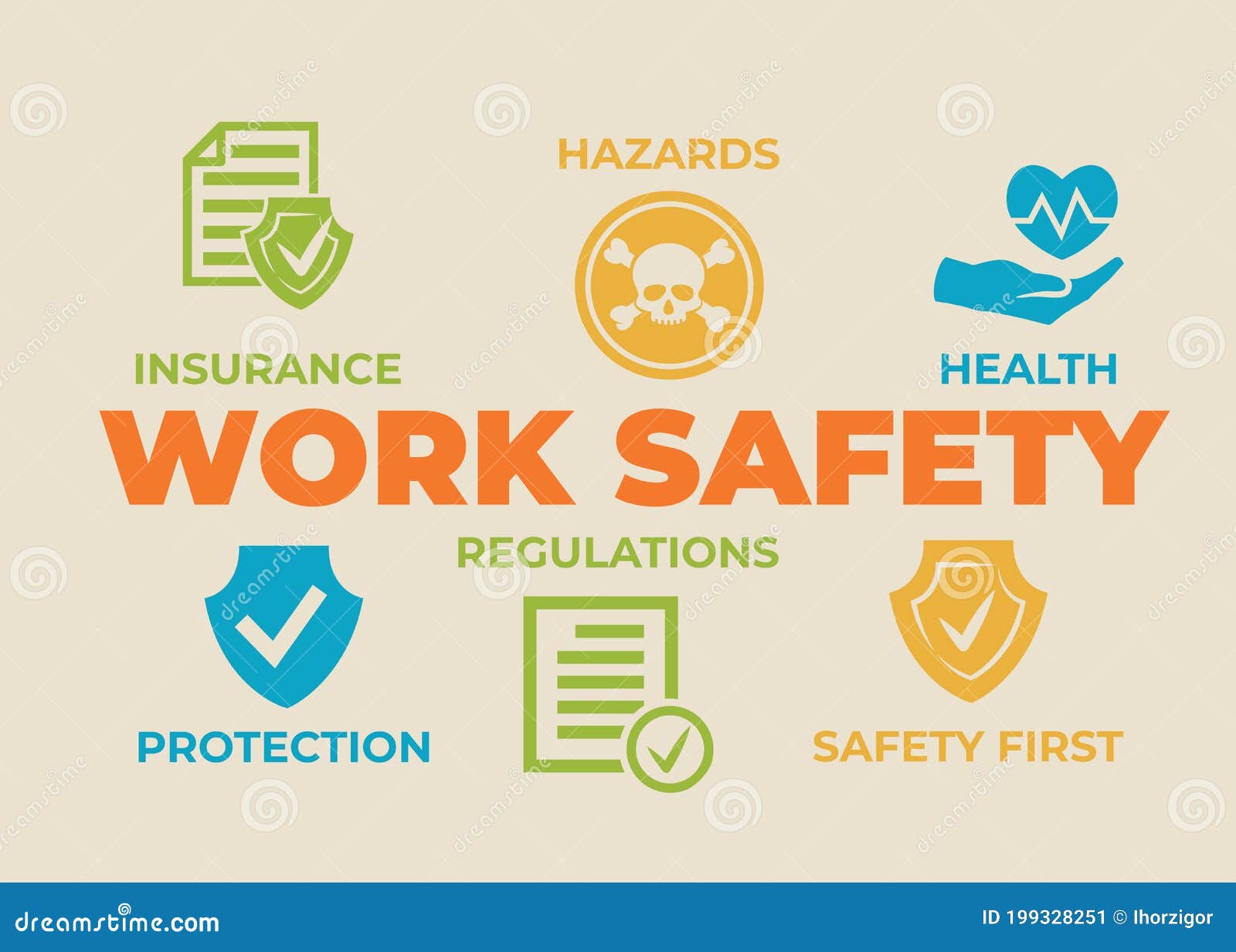 Work Safety Concept with Icons and Signs Stock Vector - Illustration of ...